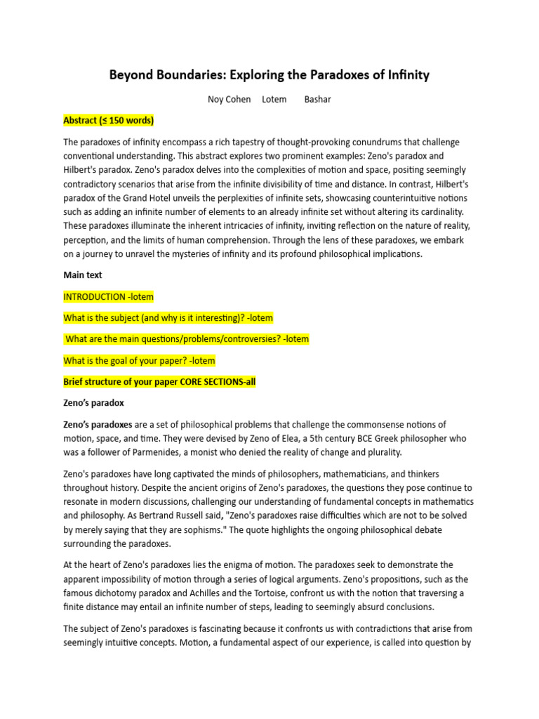 Final Essay Zeno's Paradox | PDF | Infinity | Mathematics