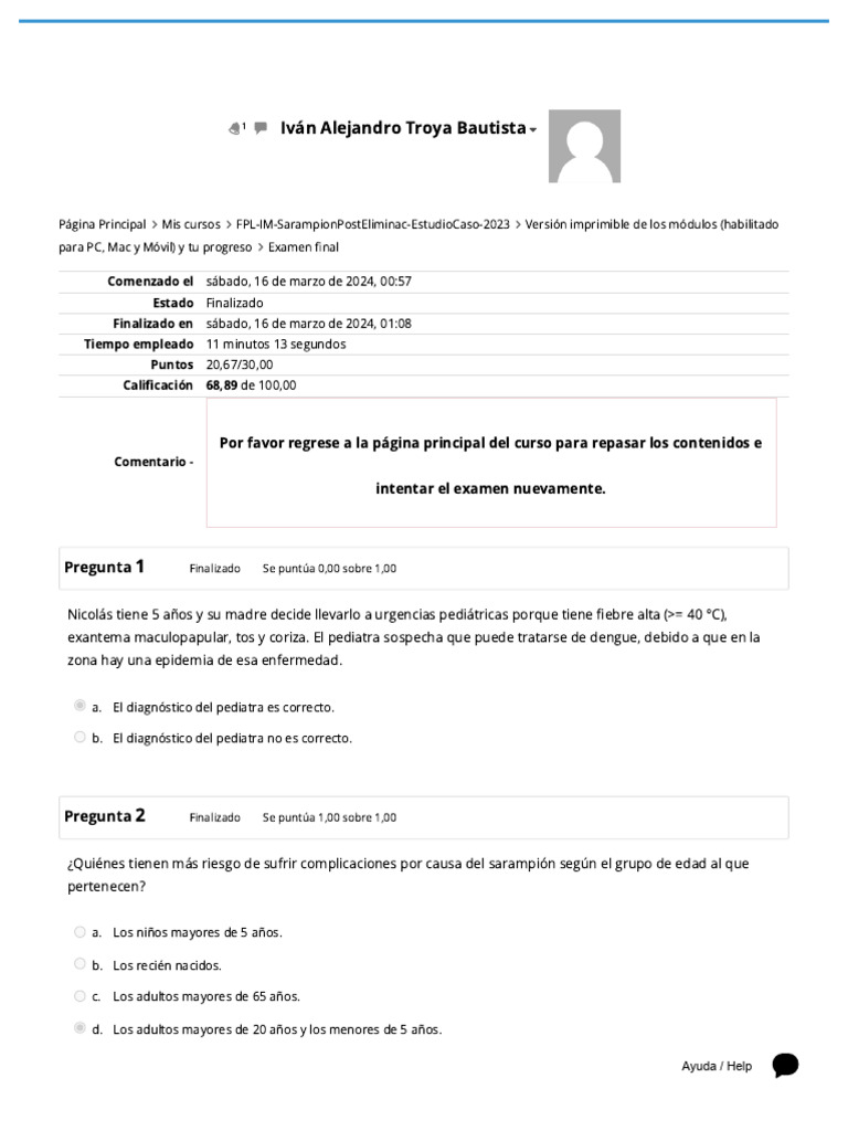 Examen Final - Revisión Del Intento Rubeola | PDF | Sarampión ...