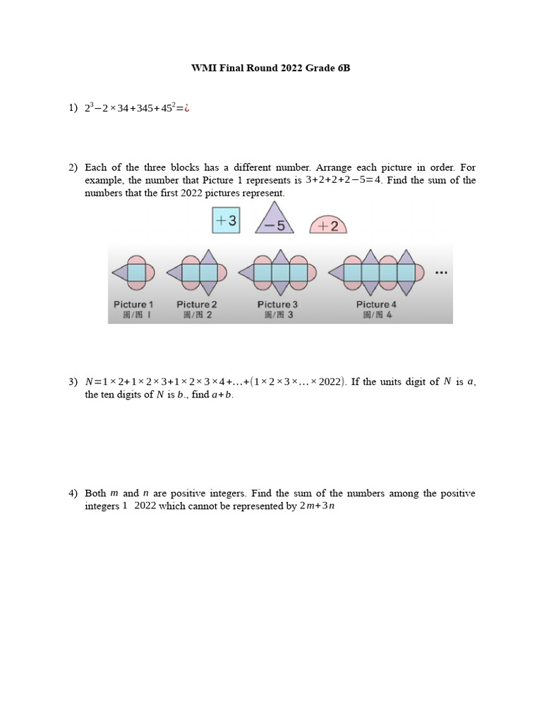 WMI Final Round 2022 Grade 6B | PDF | Teaching Methods & Materials | Art