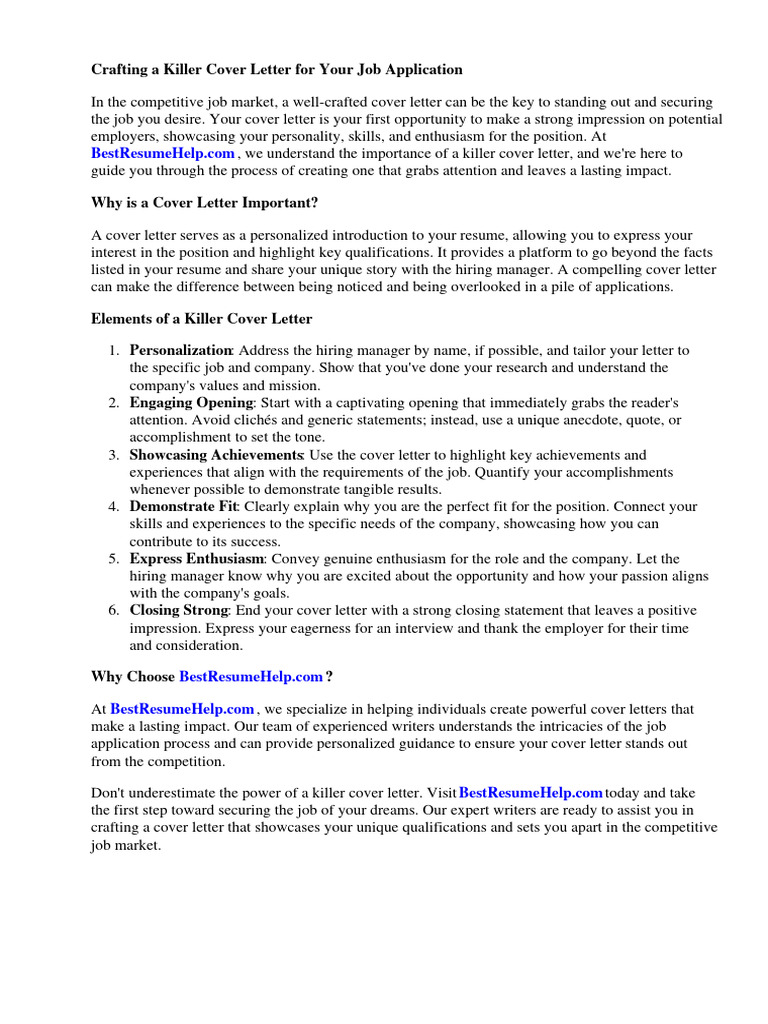 Killer Cover Letter Job Application | PDF | Résumé | Job Interview