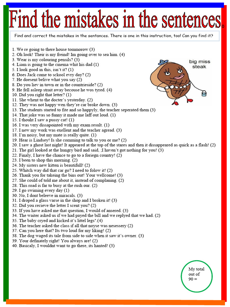 Find The Mistakes Grammar Drills - 104913 | PDF