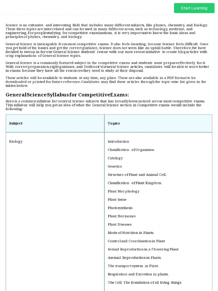 General Science - Mastering General Sciences For Competitive Exams | PDF