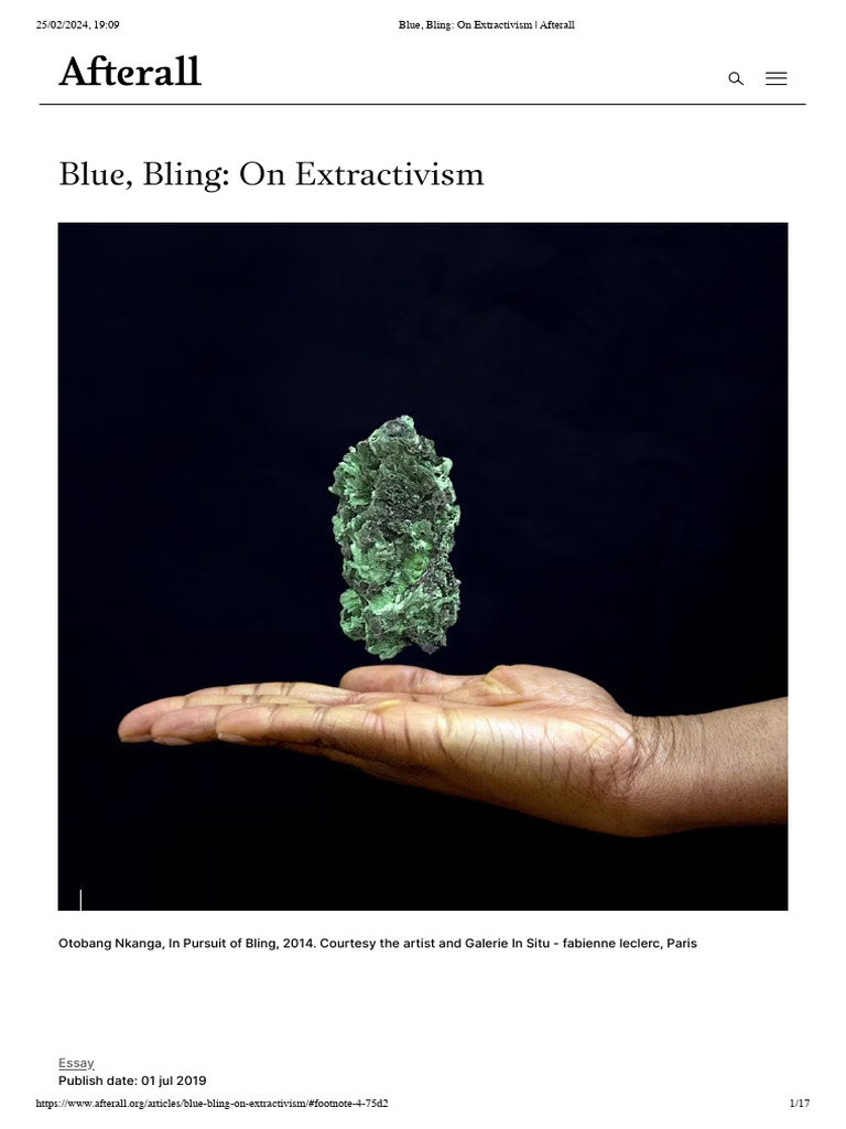 Blue, Bling - On Extractivism - Afterall | PDF | Cobalt