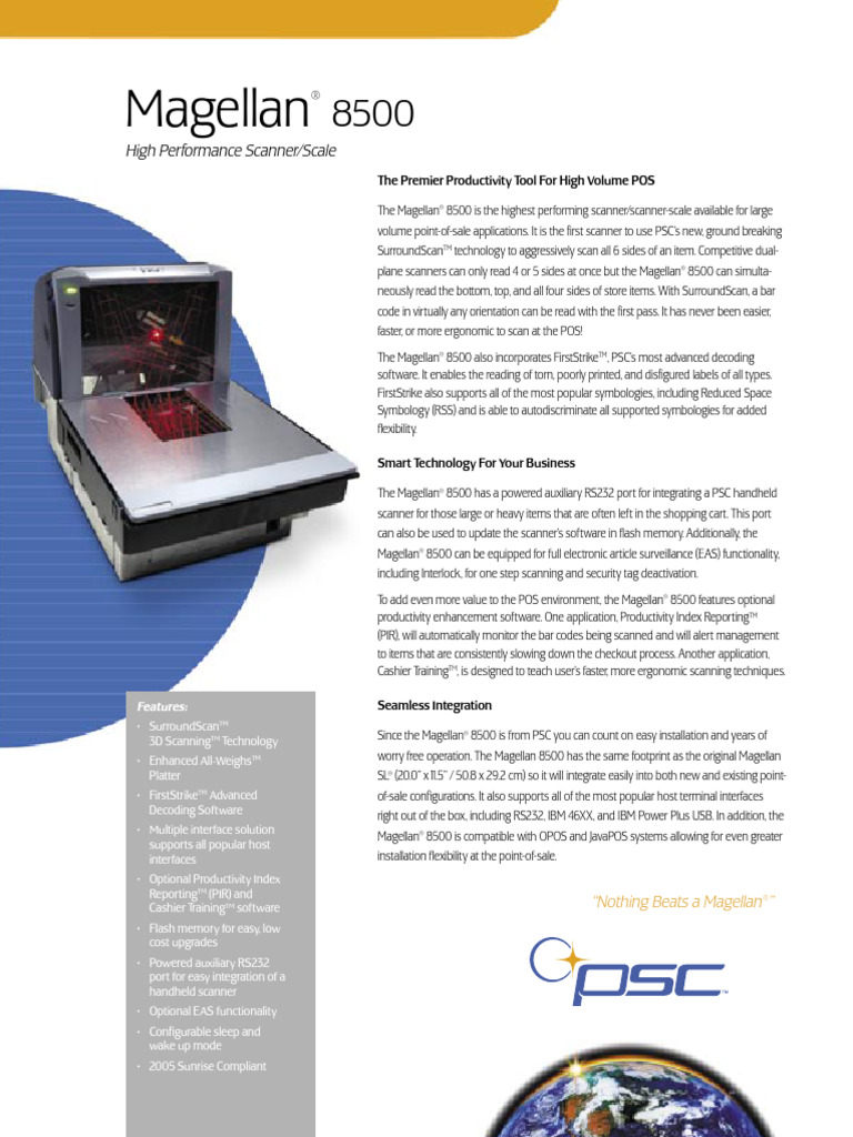 Magellan 8500 | PDF | Point Of Sale | Image Scanner