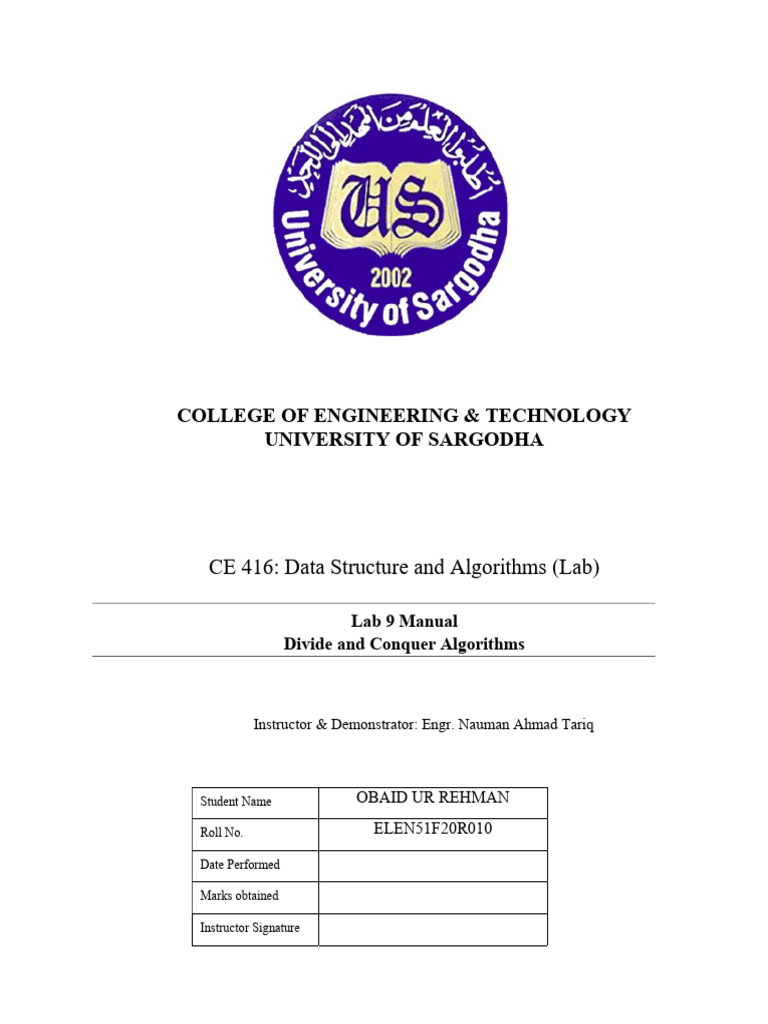 DSA Lab 9 | PDF | Computing | Computer Science DSA Lab 9 | PDF | Computing | Computer Science