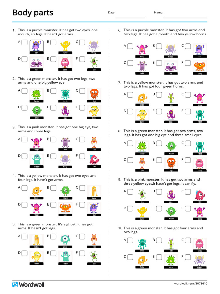 Body Parts Quiz | PDF