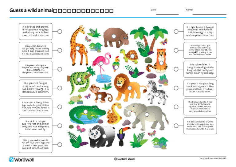 Guess A Wild Animal Labelled Diagram | PDF | Foreign Language Studies ...