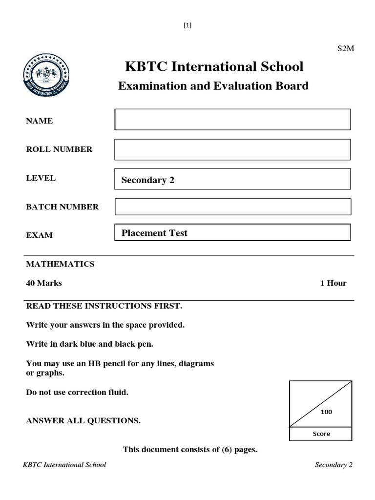S2 placement test | PDF | Standardized Tests | Educational Assessment ...