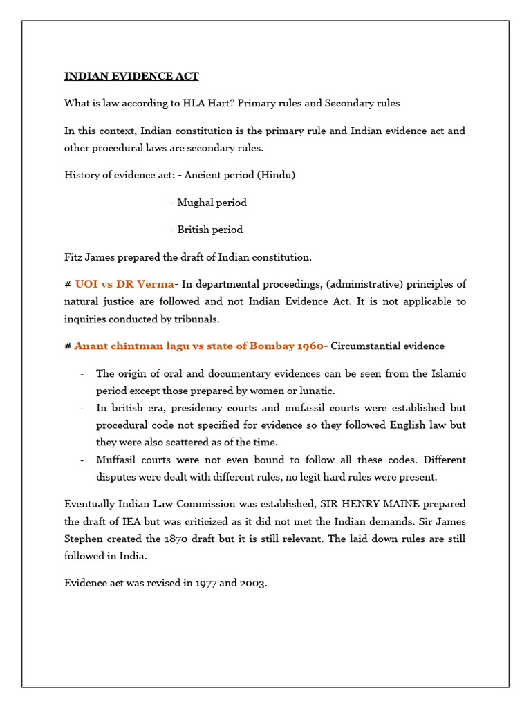 Evidence Notes | PDF | Evidence (Law) | Circumstantial Evidence