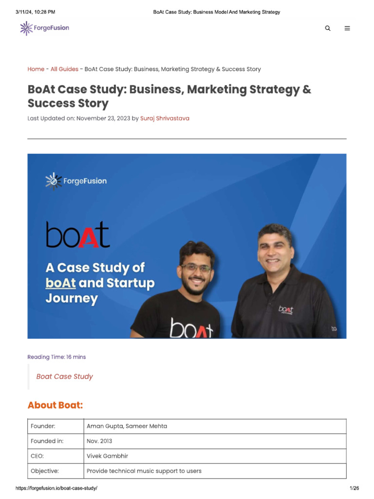 BOAT Case Study Material Basis Online Research | PDF
