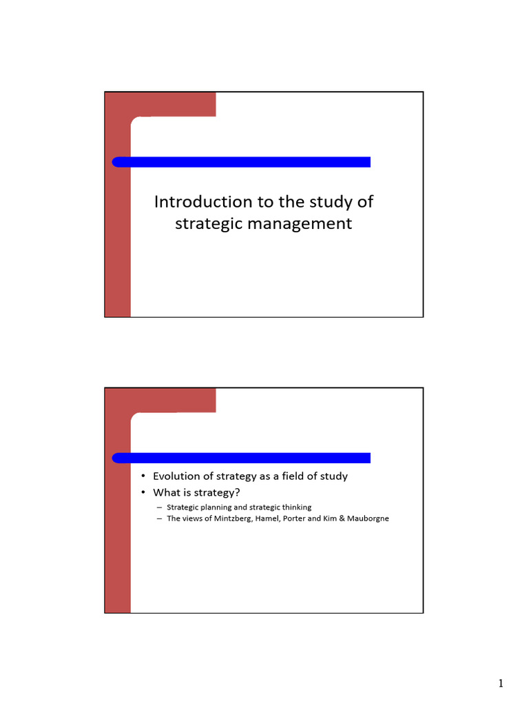 1 - Introduction To The Study of Strategic Management | PDF | Strategic ...
