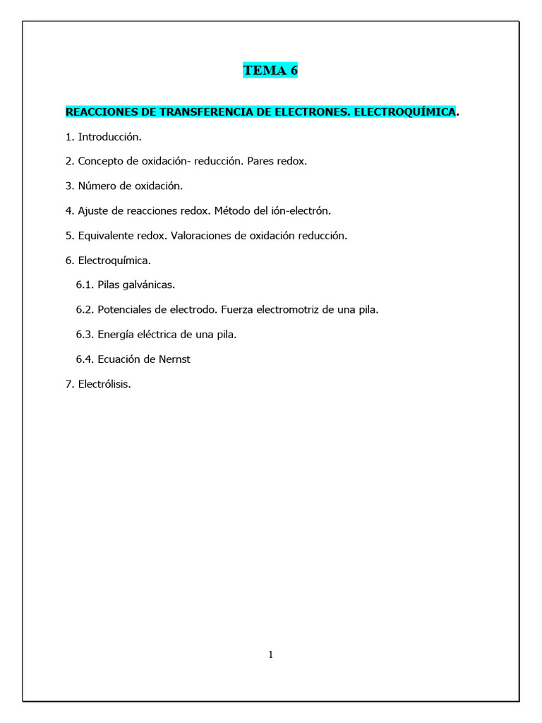 Electroquímica y Reacciones Redox | PDF | Redox | Compuestos químicos