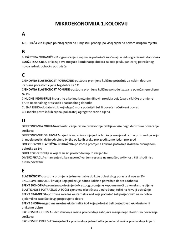 Mikroekonomija 1. Kolovij-Stela | PDF