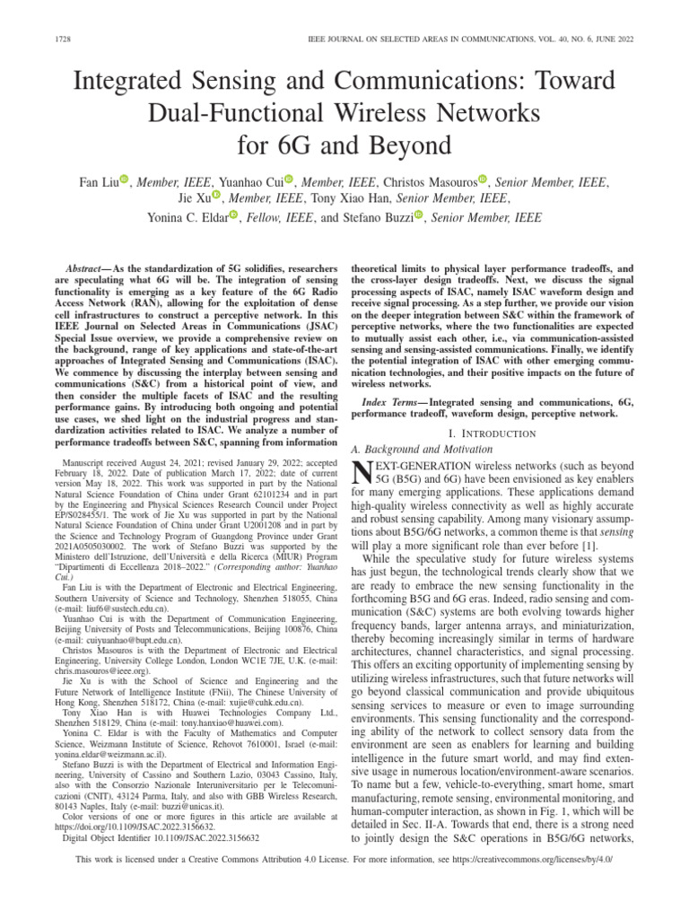 Integrated Sensing and Communications Toward Dual-Functional Wireless Networks For 6G and Beyond ...