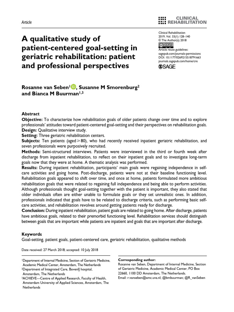 Geriatric Rehab Goal-Setting Insights | PDF | Physical Therapy | Geriatrics