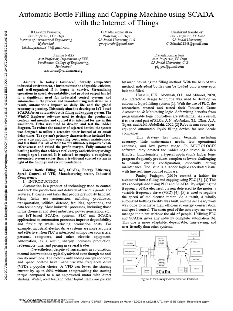 Automatic Bottle Filling and Capping Machine Using SCADA With The ...