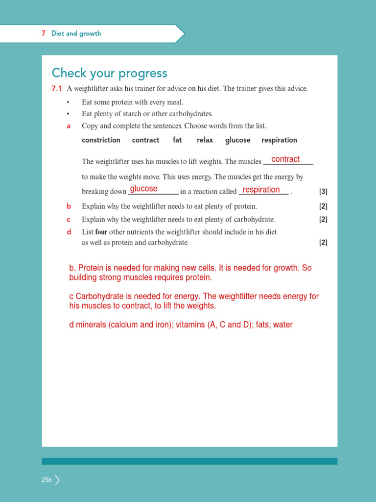 Unit 7 Keys For Check Your Progress | PDF | Food Energy | Dieting
