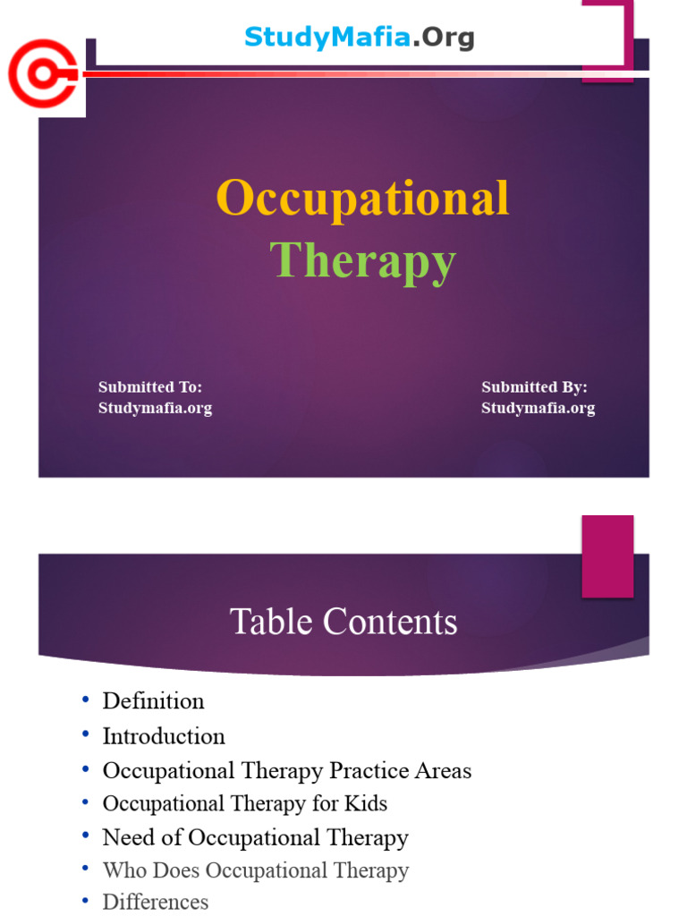 Occupational Therapy Ppt | PDF | Occupational Therapy | Psychotherapy