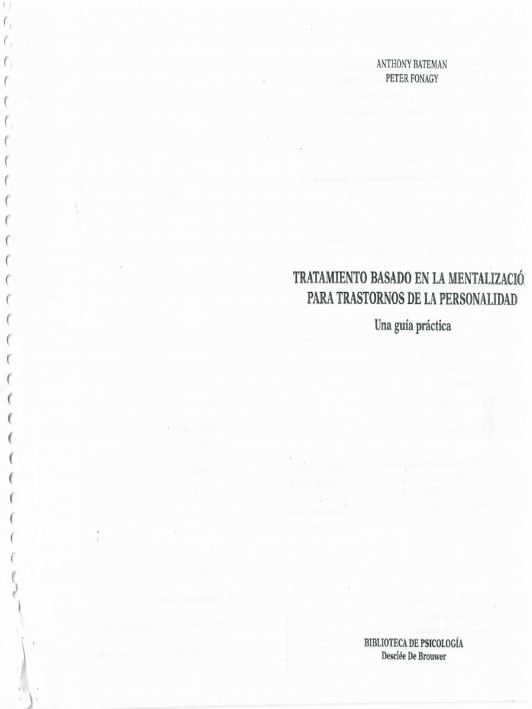 Bateman, A. y Fonagy, P. (2016) Tratamiento Basado en la Mentalización ...