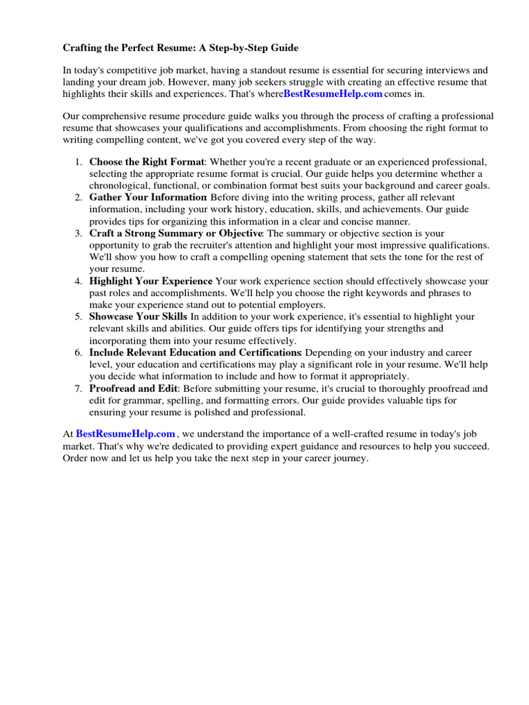 Resume Procedure | Download Free PDF | Résumé | Business