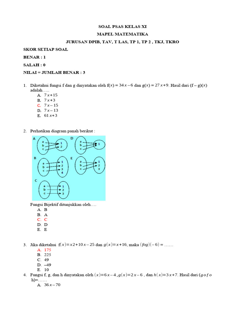 Soal Pas Kelas Xi Jurusan Dpib, Tav, T Las, TP 1, TP 2, TKJ, Tkro | PDF