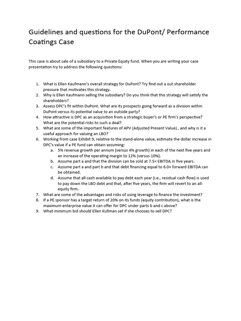 Dupont Case Guidelines | PDF