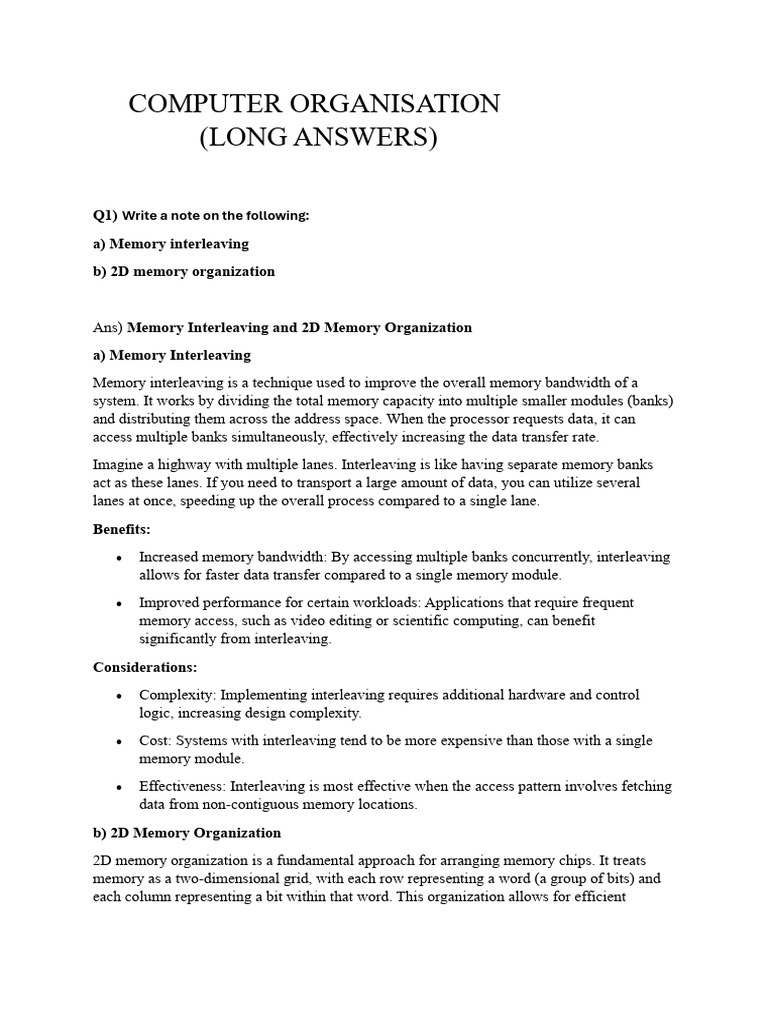 COMPUTER ORGANISATION (LONG ANSWERS 2 PM) | PDF | Central Processing Unit | Computer Science