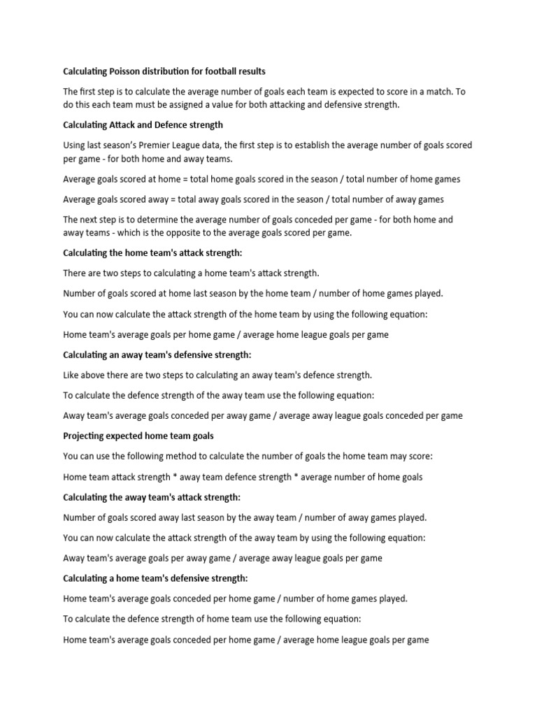 Calculating Poisson Distribution For Football Results | PDF | Odds ...