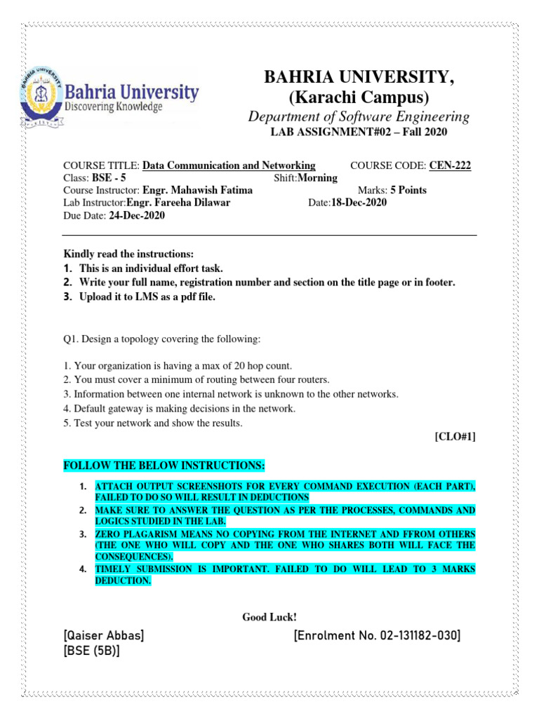 Data Communication Assignment 2 | PDF