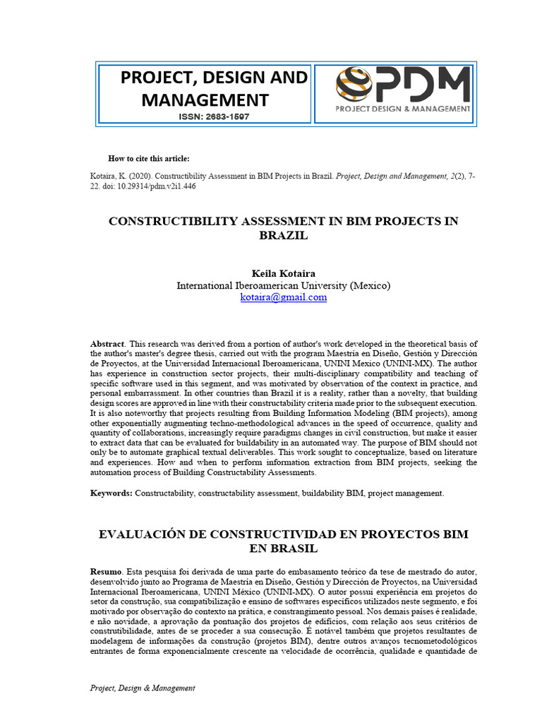 Constructibility Assessment in Bim Projects in Brazil | PDF | Building ...