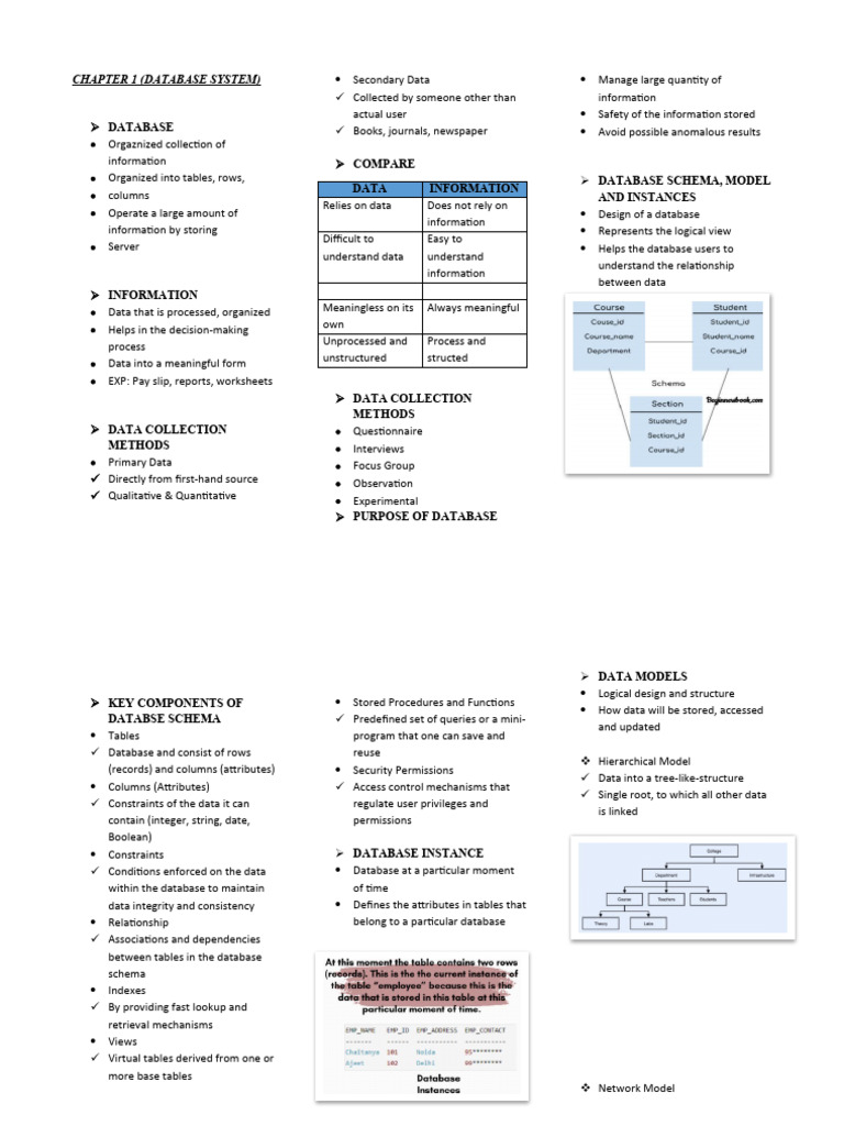 DATABASE SYSTEM NOTES (2) | PDF | Databases | Relational Database