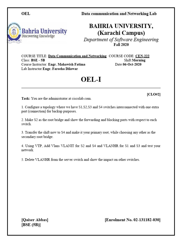 Data Communication Lab Configuration Guide | PDF | Network Protocols ...