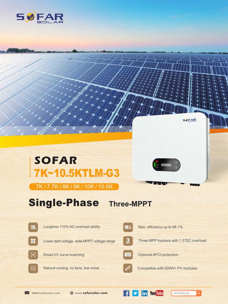 SOFAR 7 10.5 Single Phase 3MPPT 2 | PDF | Electrical Equipment | Power Engineering