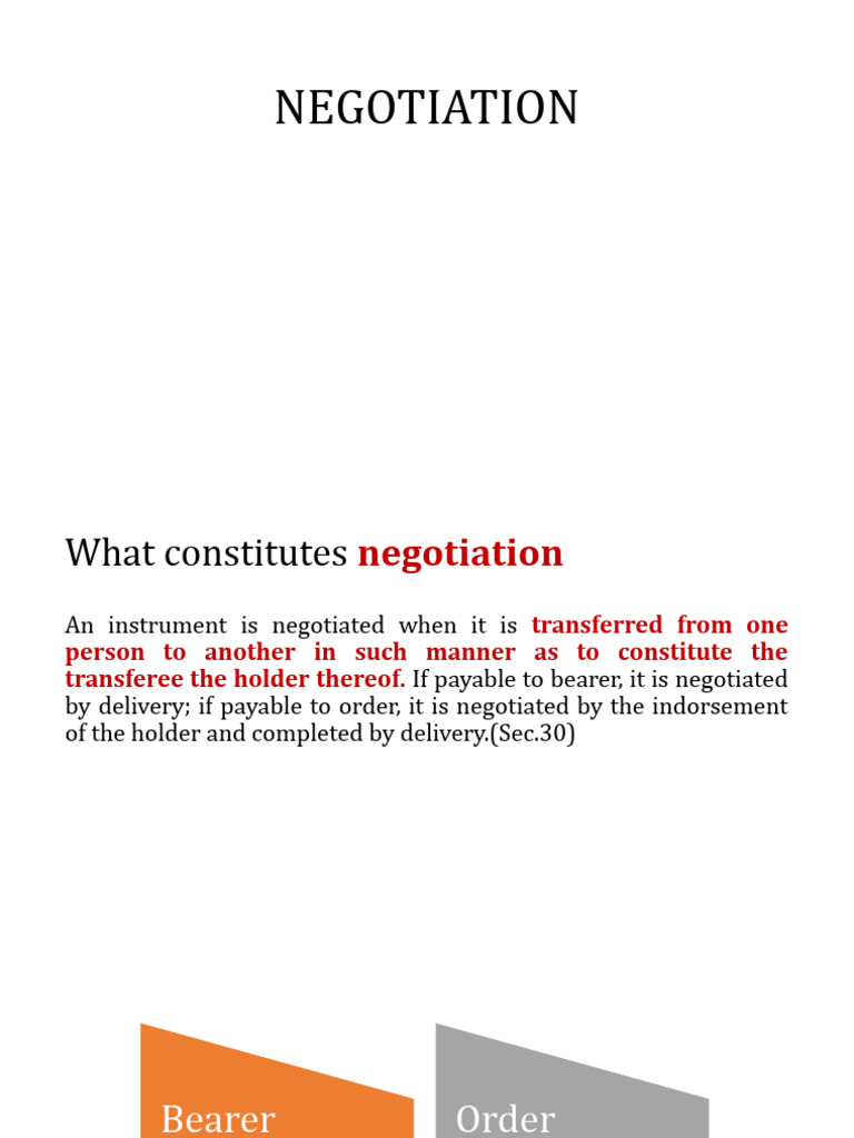 Negotiation | PDF | Negotiable Instrument | Private Law
