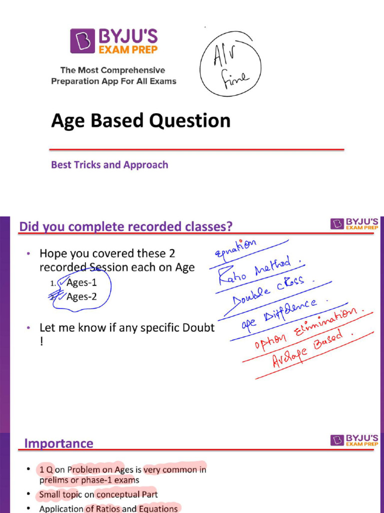 Age Based Quantitative Aptitude Problems | PDF