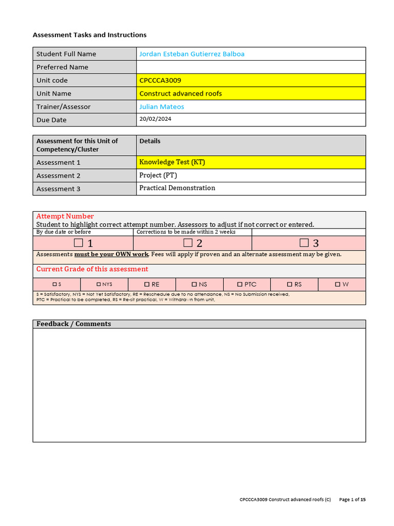 CPCCCA3009 Assessment 1 Knowledge Test v1 Jordan Gutierrez Balboa | PDF ...