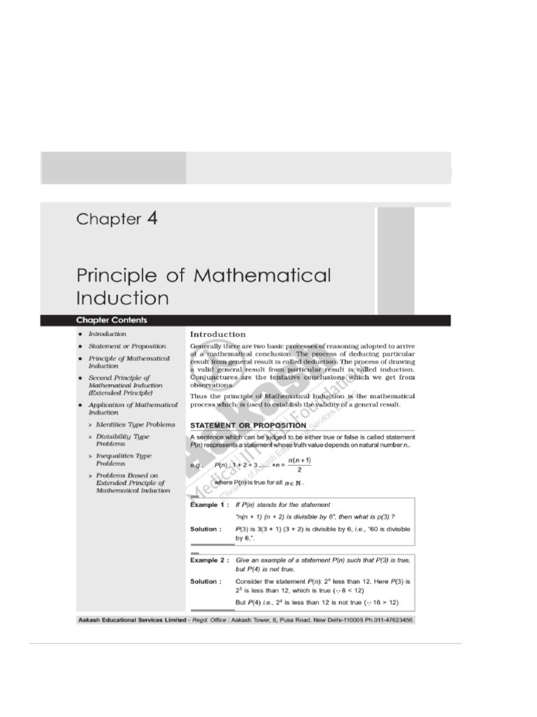 Principle of Mathematical Induction | PDF Principle of Mathematical Induction | PDF