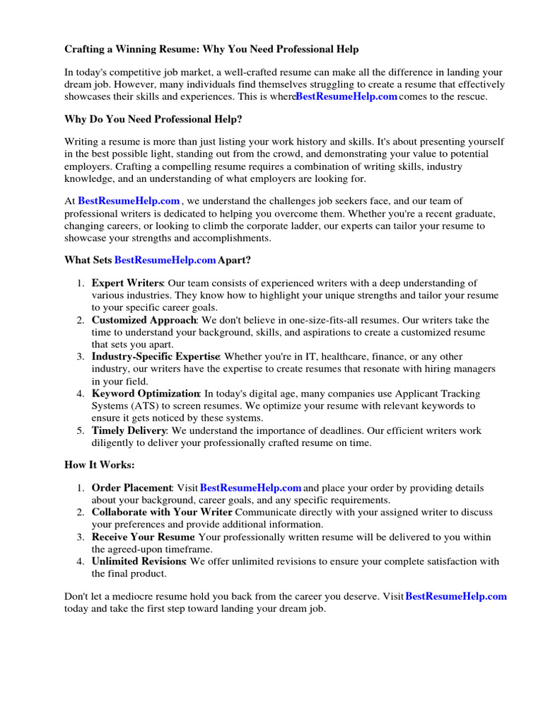 Need Help Writing A Resume | PDF