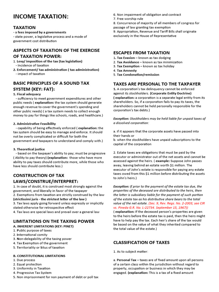 Income Taxation | PDF | Taxes | Income Tax