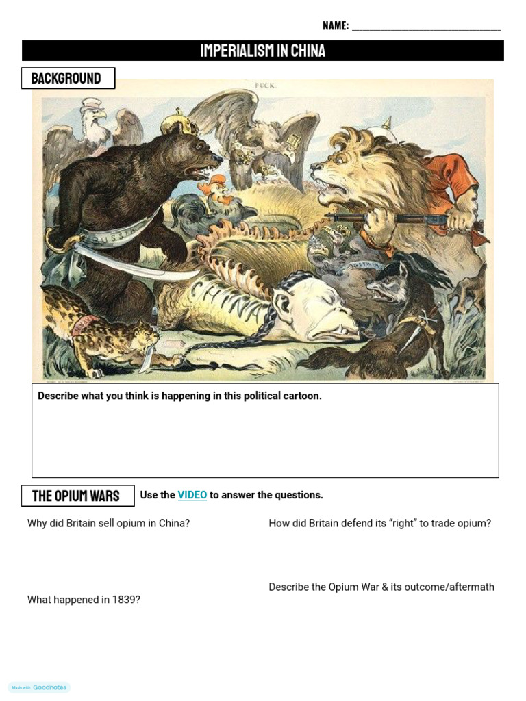 Imperialism in China Worksheet | PDF | China | World Politics