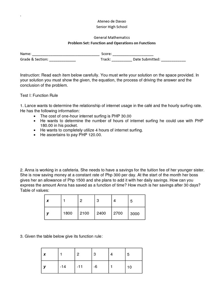 General Math: Functions & Operations | PDF | Function (Mathematics ...
