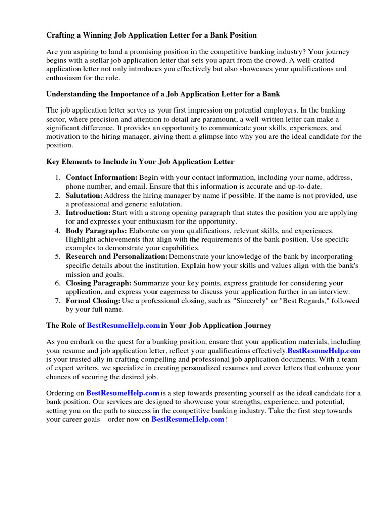 Writing a Bank Job Application Letter | PDF | Résumé