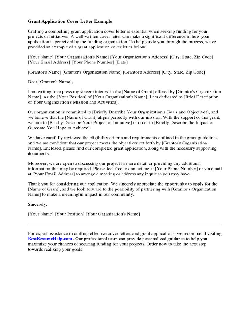Grant Application Cover Letter Example | PDF | Grant Writing | 501(C ...