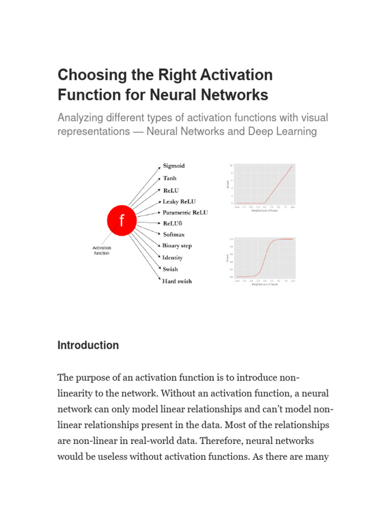 4 4 Choosing The Right Activation Function For Neural Networks | PDF | Artificial Neural Network ...