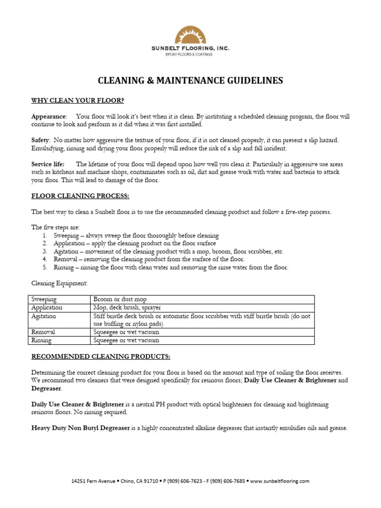 Floor Cleaning Guidelines and Procedures | PDF | Hygiene | Industrial ...
