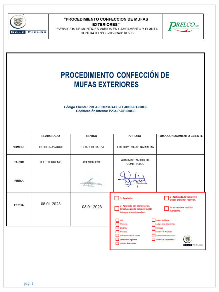 PRL-GFCH234B-CC-EE-0000-PT-00039 - Procedimiento ConfecciÃ N de Mufas Exteriores Rev - B | PDF ...