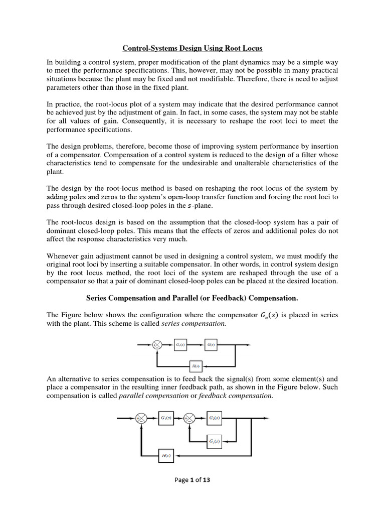 Design Using Root Locus Techniques | PDF | Control Theory | Signal Processing