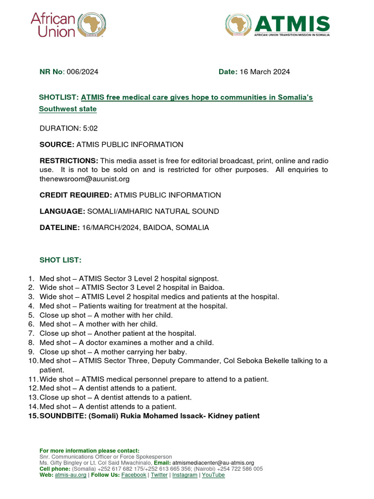 NEWS ARTICLE and SHOT LIST - ATMIS Free Medical Care Gives Hope To ...