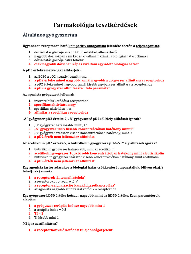 Pharmacology Tests Sem1 | PDF