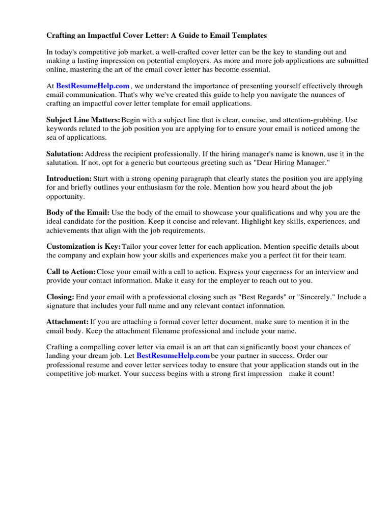 Cover Letter Template Via Email | PDF | Résumé | File Format